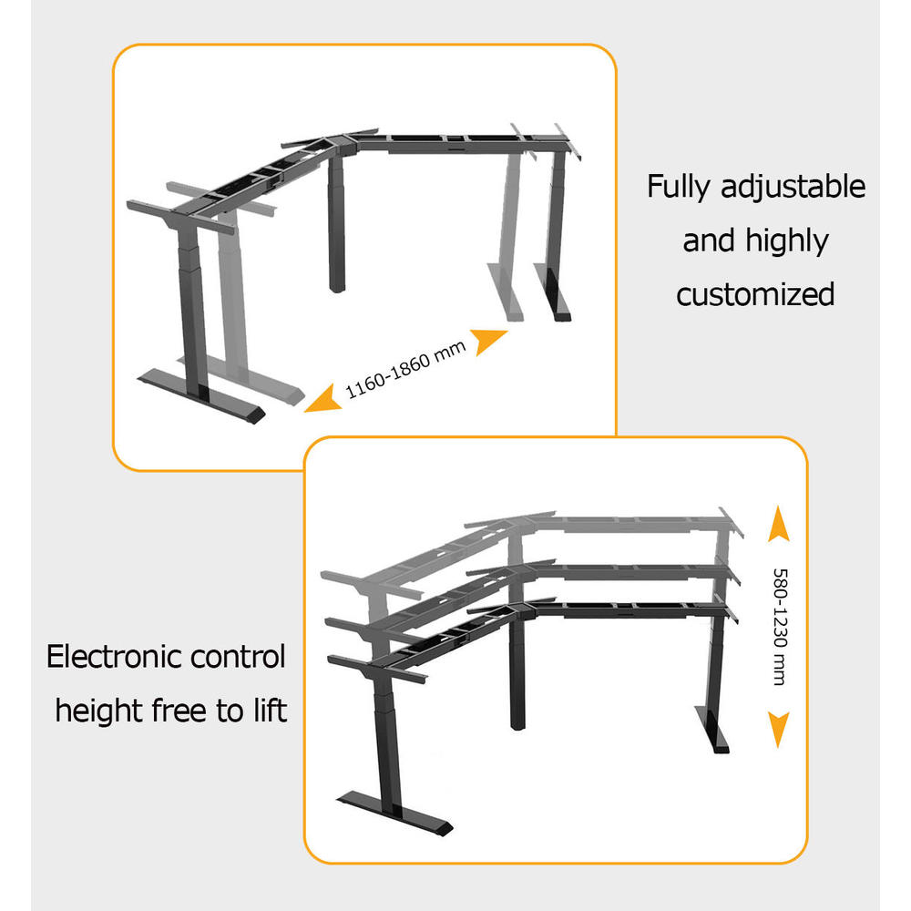 V-Shaped Electric Sit-Stand Desk Frame - PrimeCables