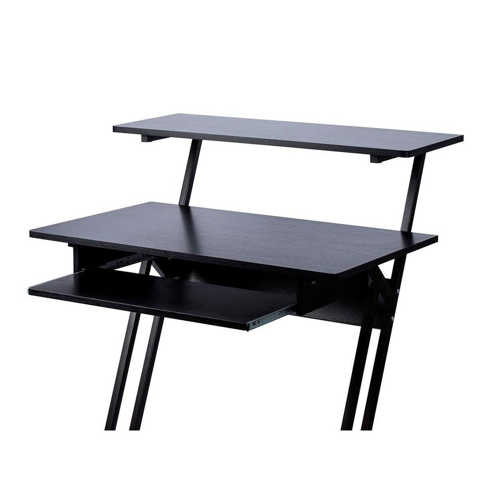 Recording Studio Desk with Raised Platform and Keyboard Tray