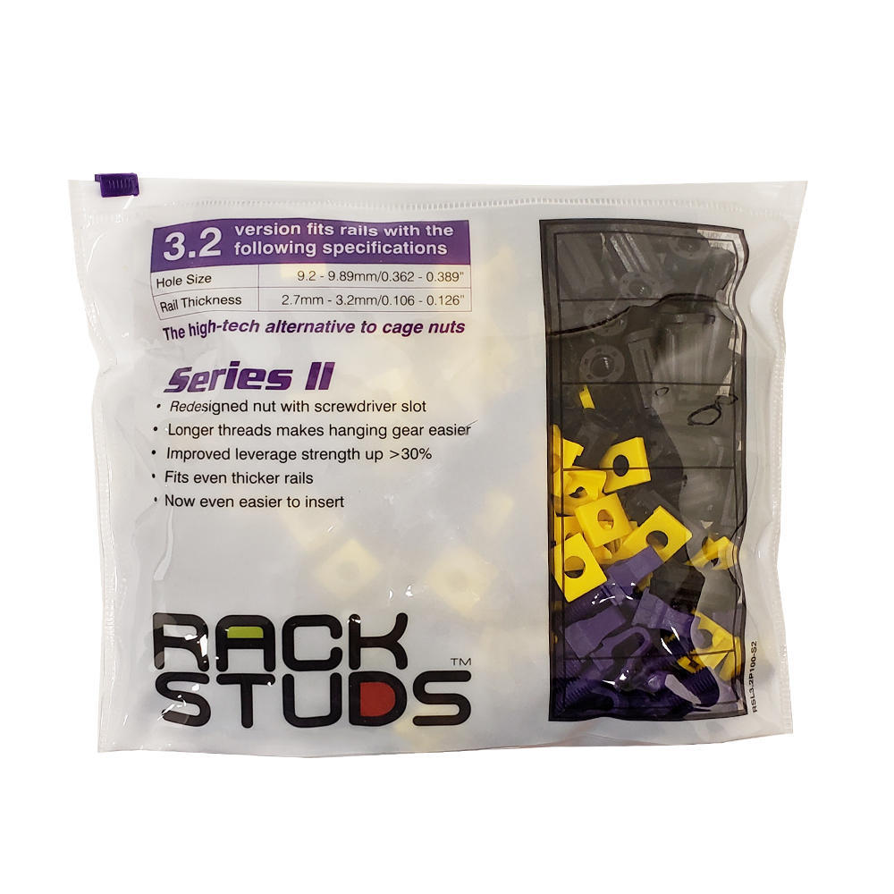 Rack Studs Series II - Purple - 100-Pack (Rail Thickness 2.7mm to 3.2mm)