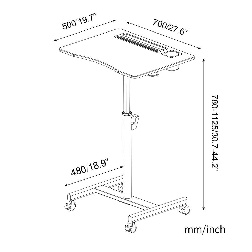 Mobile Standing Desk - Height Adjustable Rolling Workstation Cart