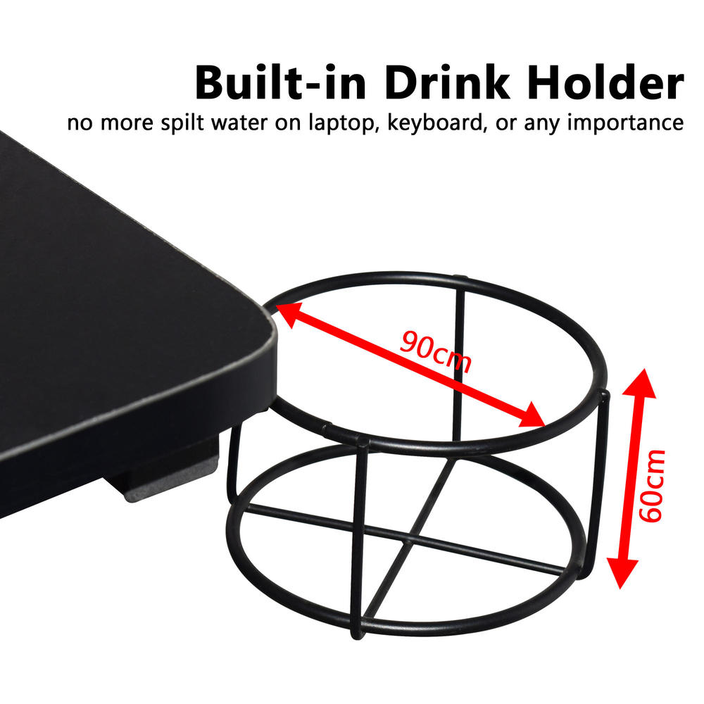 Computer Desk with Bulit-in Monitor Stand, Hook and Baskets - Moustache®