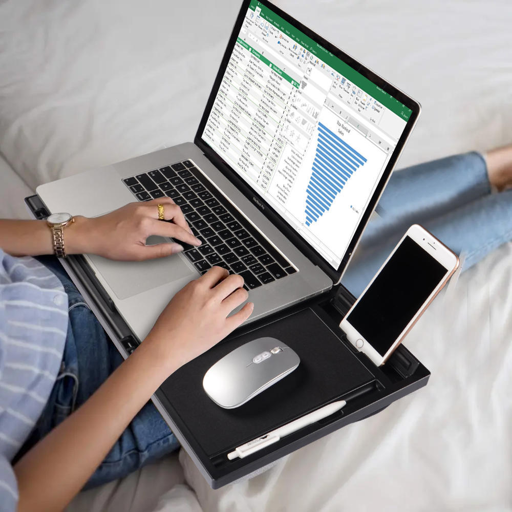 Lap Desk with Storage Slot & Mouse Pad - Moustache