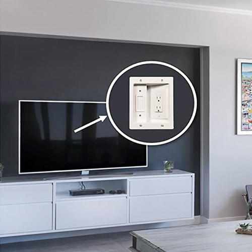 2 Gang In-Wall Recessed Flat Panel TV Connection Kit, White - PrimeCables®