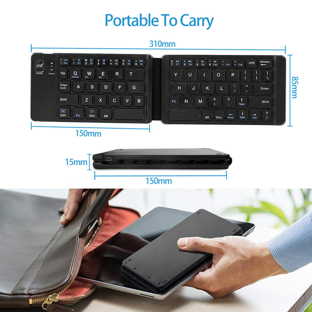 Compact Foldable Bluetooth Keyboard, Black