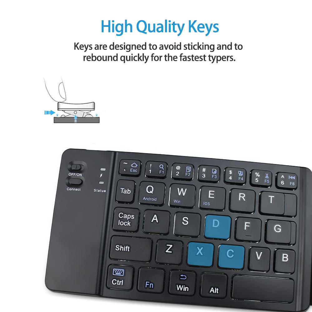 Compact Foldable Bluetooth Keyboard, Black