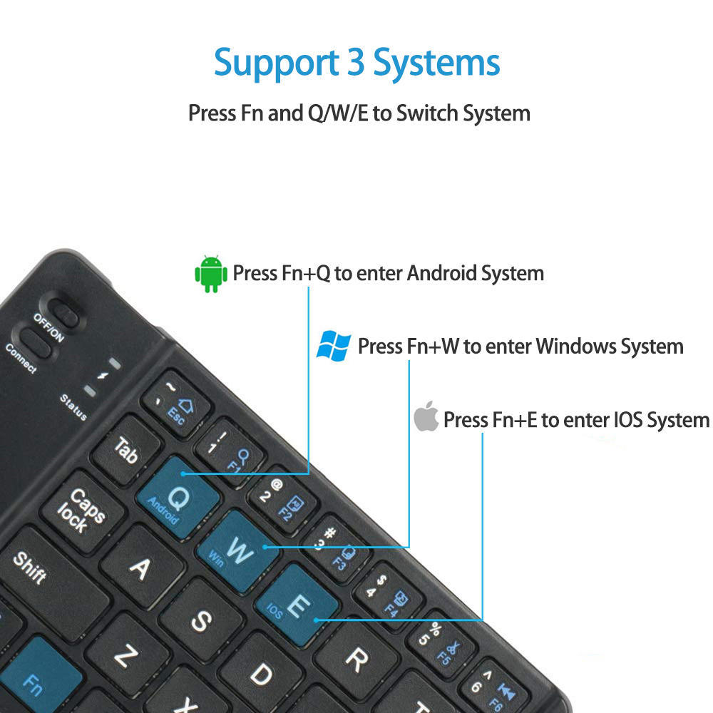 Compact Foldable Bluetooth Keyboard, Black