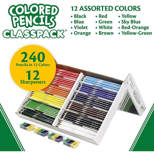 Crayola Classpack® Crayons de couleur, 240 crayons en 12 couleurs vives ...