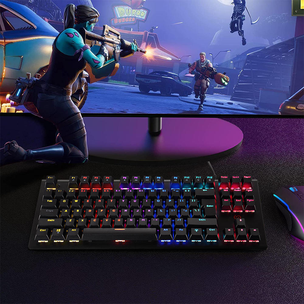 87 Keys LED Backlit Mechanical Gaming Keyboard and Professional Wired ...