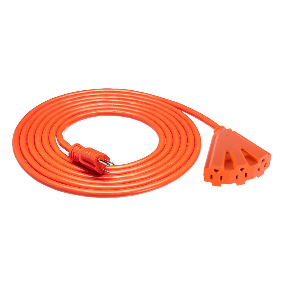 10Ft Heavy Duty 3-Prong Extension Cord with 3 Outlets, Indoor/Outdoor ...