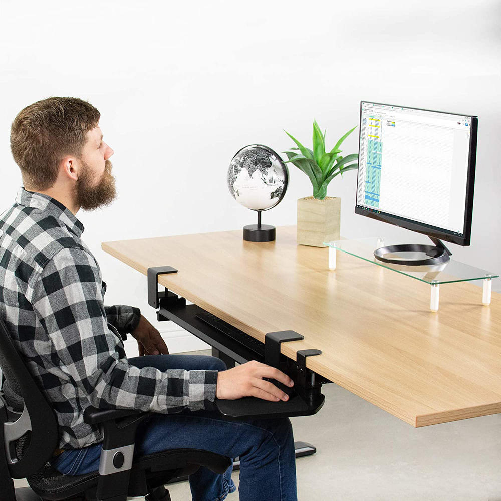 Under-the-Desk Clamp-On Mouse Tray