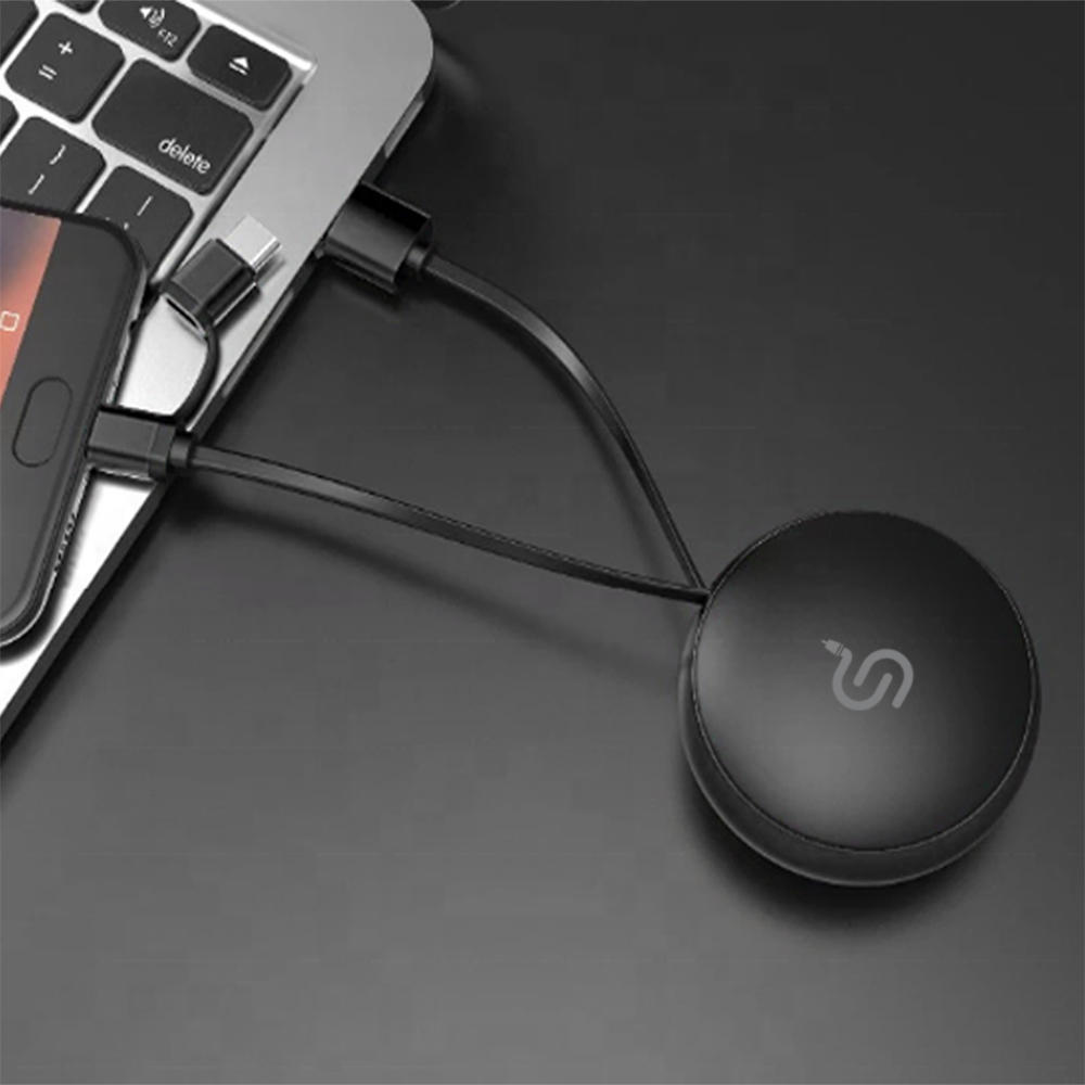 2-in-1 Round Retractable Type-C & Micro USB to USB Sync Fast Charging ...