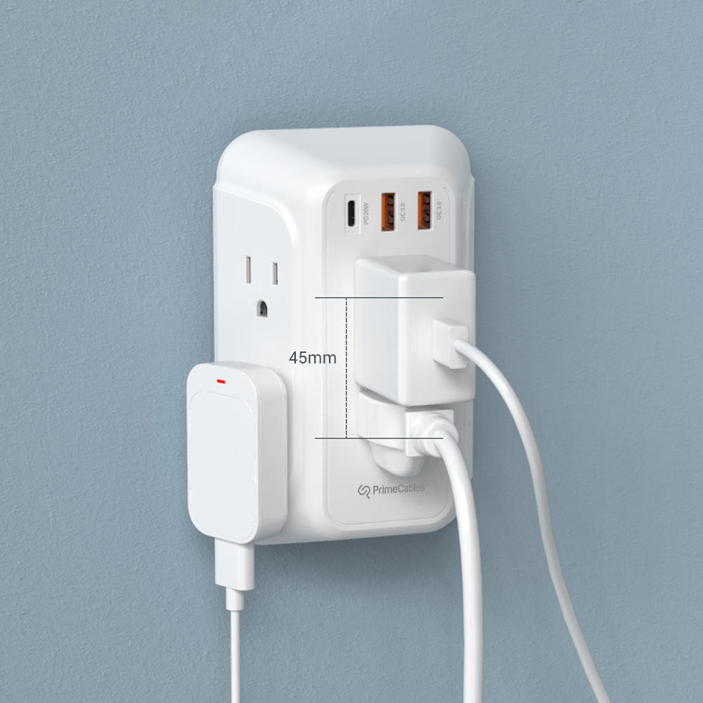 Wall 6-Outlet Extender Surge Protector with 3 Fast Charger Ports, ETL ...