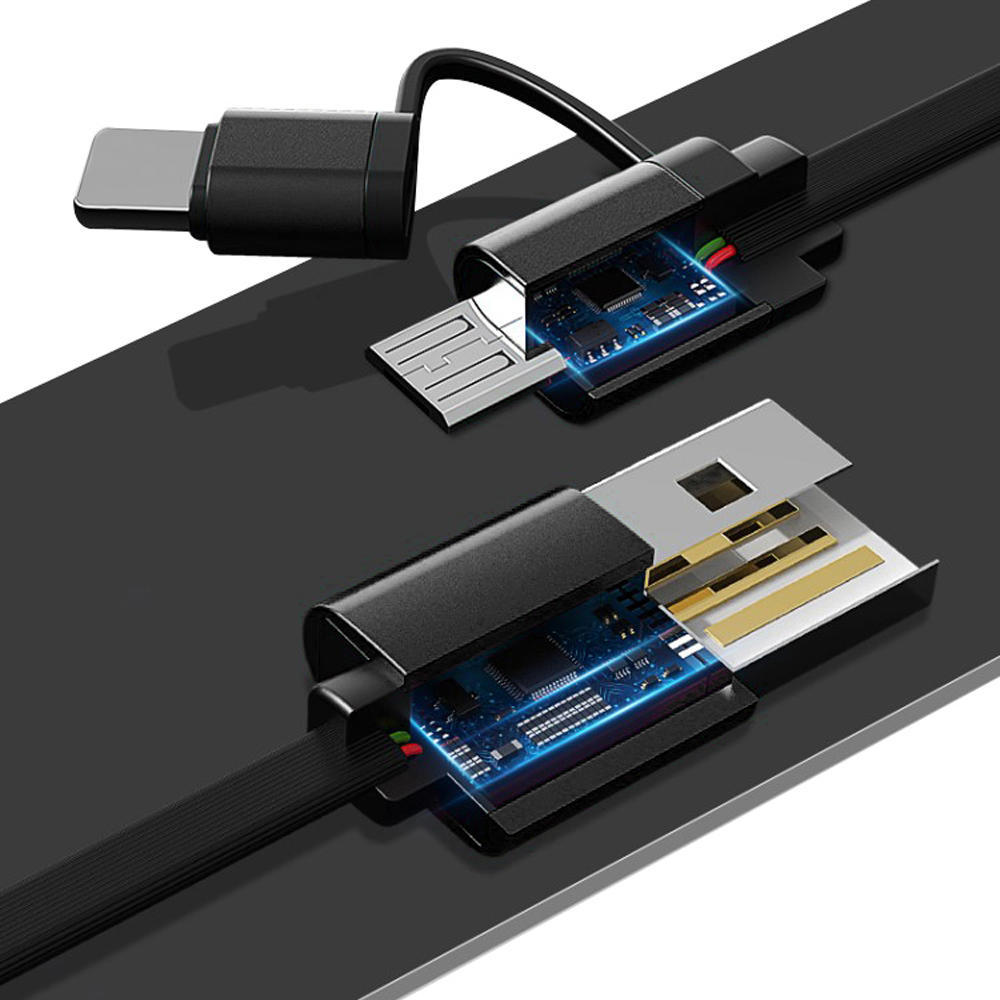 2-in-1 Round Retractable Type-C & Micro USB to USB Sync Fast Charging ...