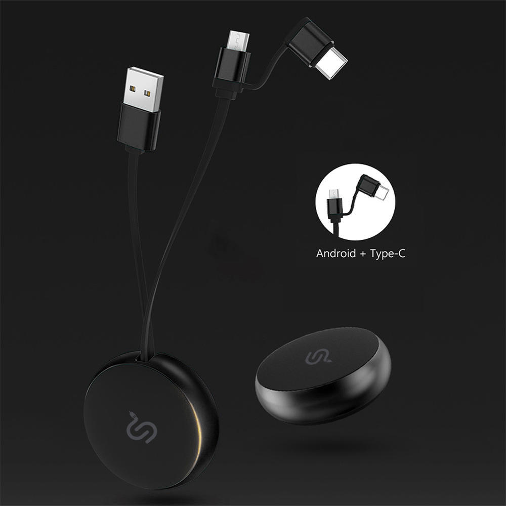 2-in-1 Round Retractable Type-C & Micro USB to USB Sync Fast Charging ...