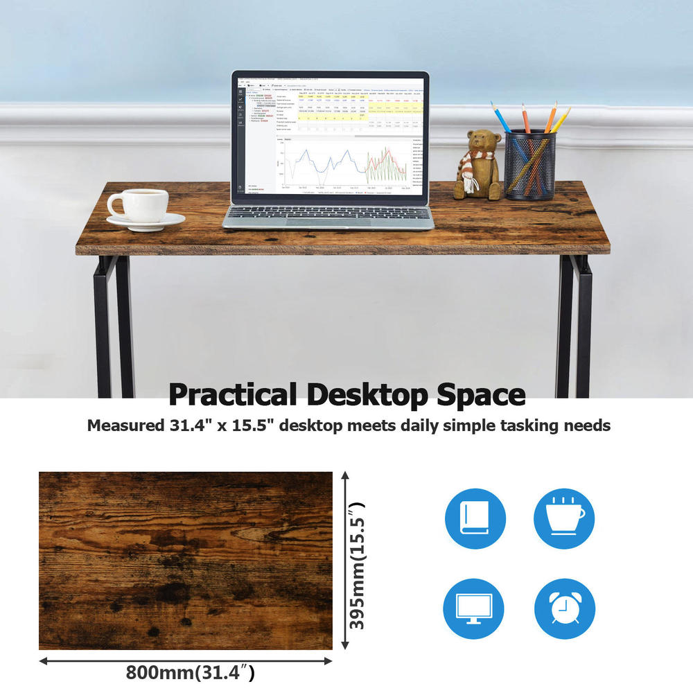 31.5 Inch Folding Desk for Small Space, Assembly Not Required
