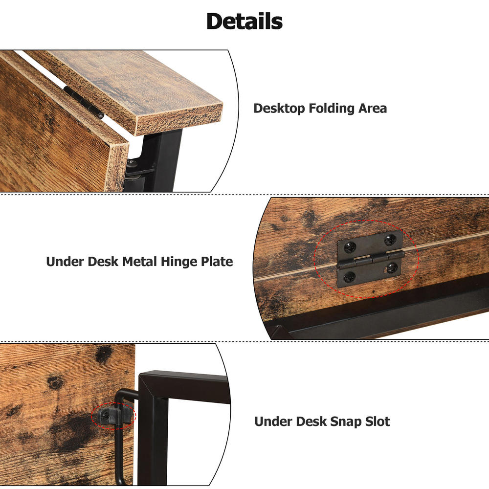 31.5 Inch Folding Desk for Small Space, Assembly Not Required