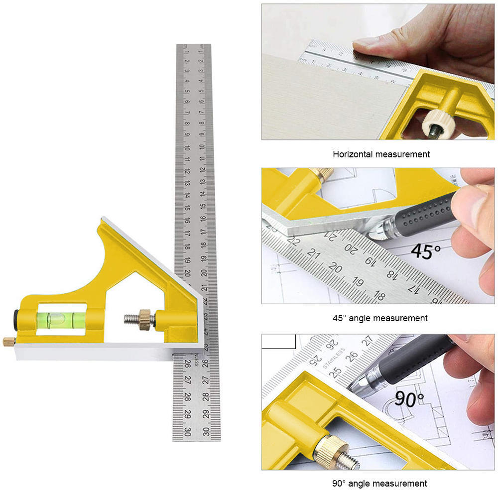 Stainless Steel Adjustable Angle Square Ruler with Bubble Level ...