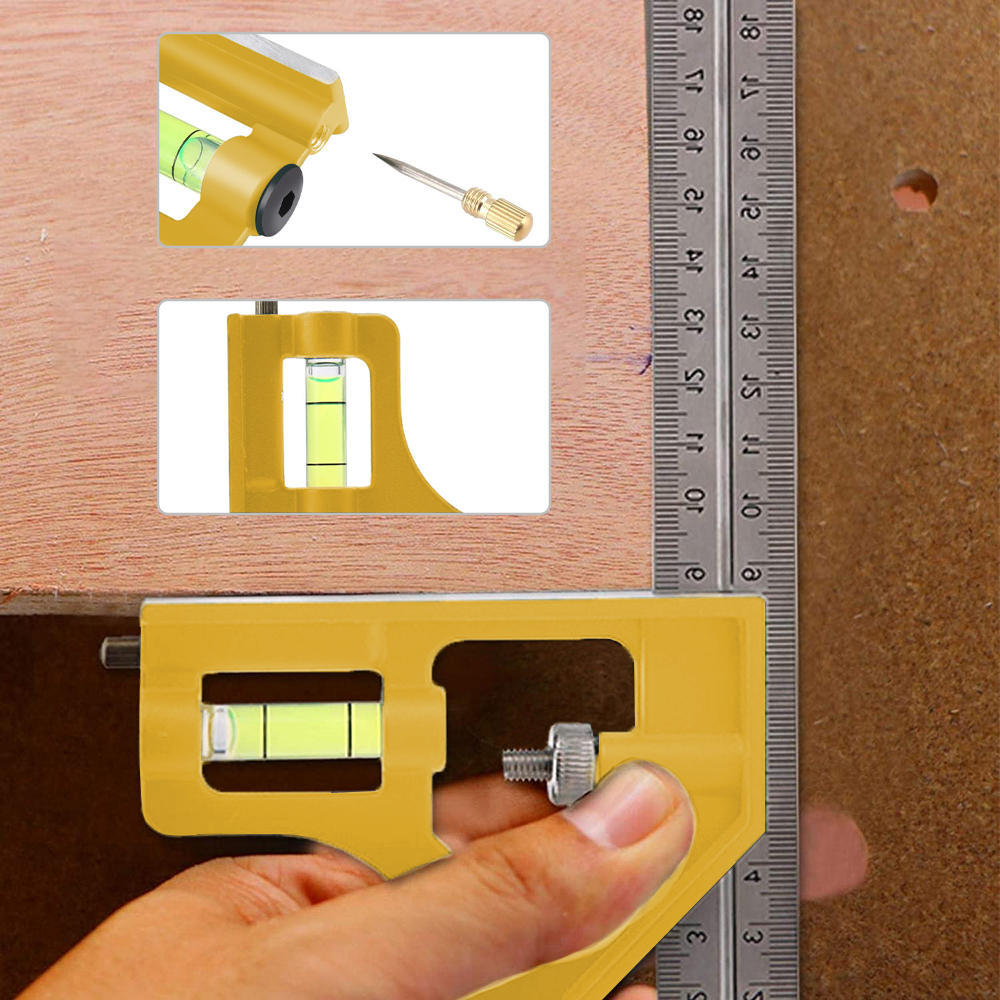Stainless Steel Adjustable Angle Square Ruler with Bubble Level ...