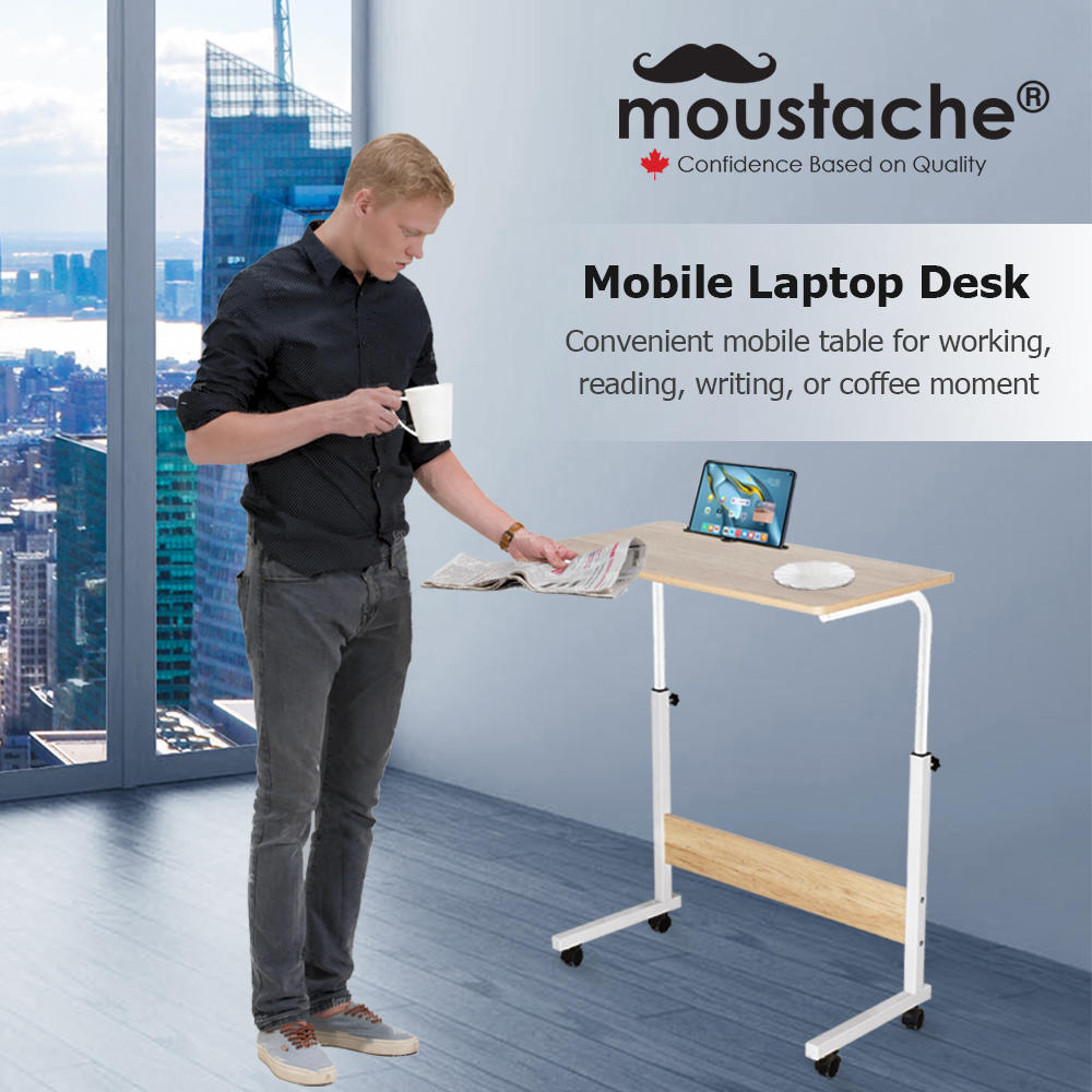 Height Adjustable Mobile Laptop Desk, Bedside Couch Rolling Computer ...
