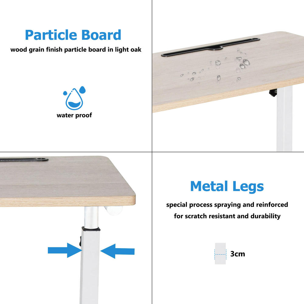 Height Adjustable Mobile Laptop Desk, Bedside Couch Rolling Computer ...