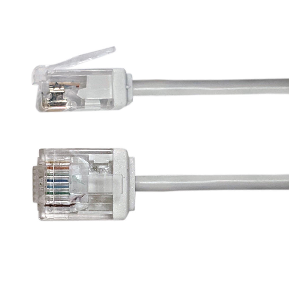 Cat6 UTP Micro-Thin Molded Patch Cable - 32AWG - Riser CMR-White 6 inch