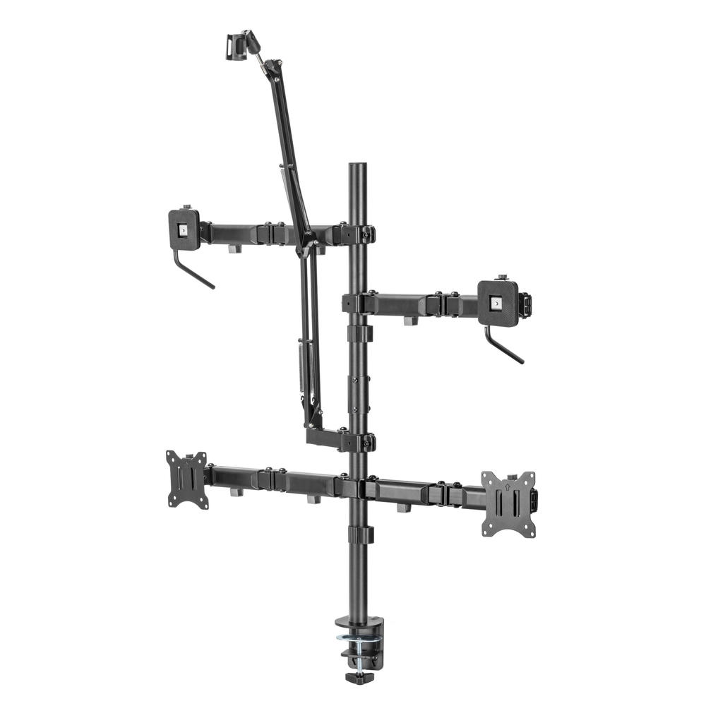 Desk mounted Dual Monitor Mount All-in-one (Microphone Camera Monitor ...