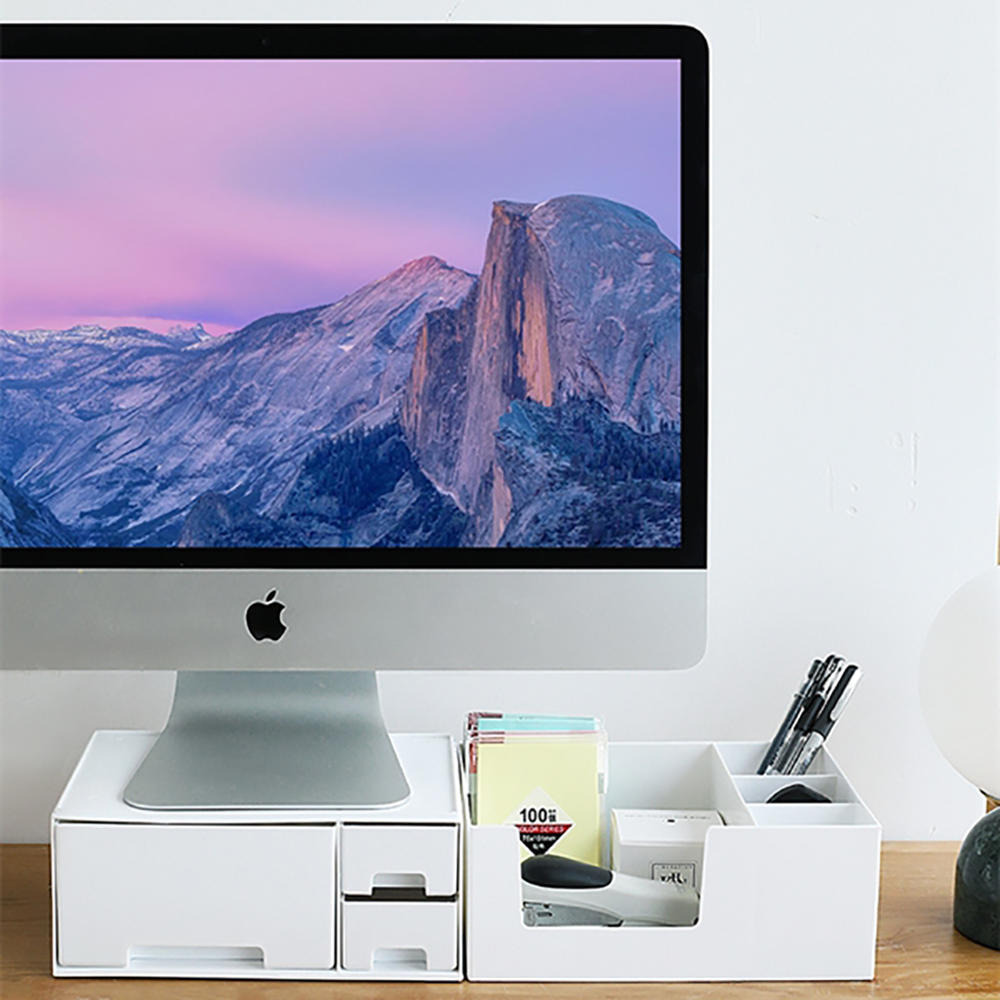 Monitor Stand Riser With Drawer, 9.43*6.68*3.93in, White - Moustache®