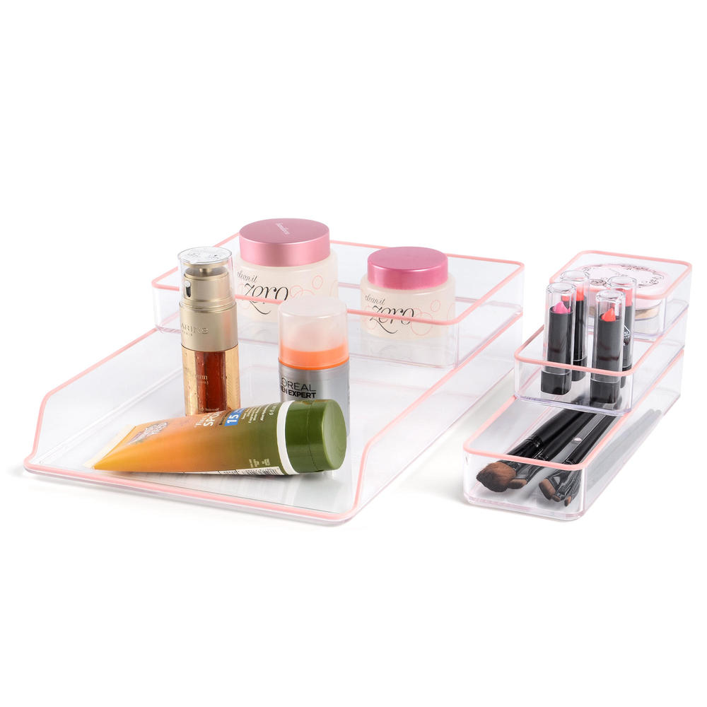 Clear Acrylic Stacked Desktop Organizer for Office & Home, Set of 5