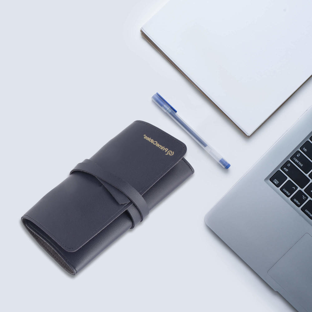 Leather Travel Charger Cord Roll Organizer, Electronic Accessories ...