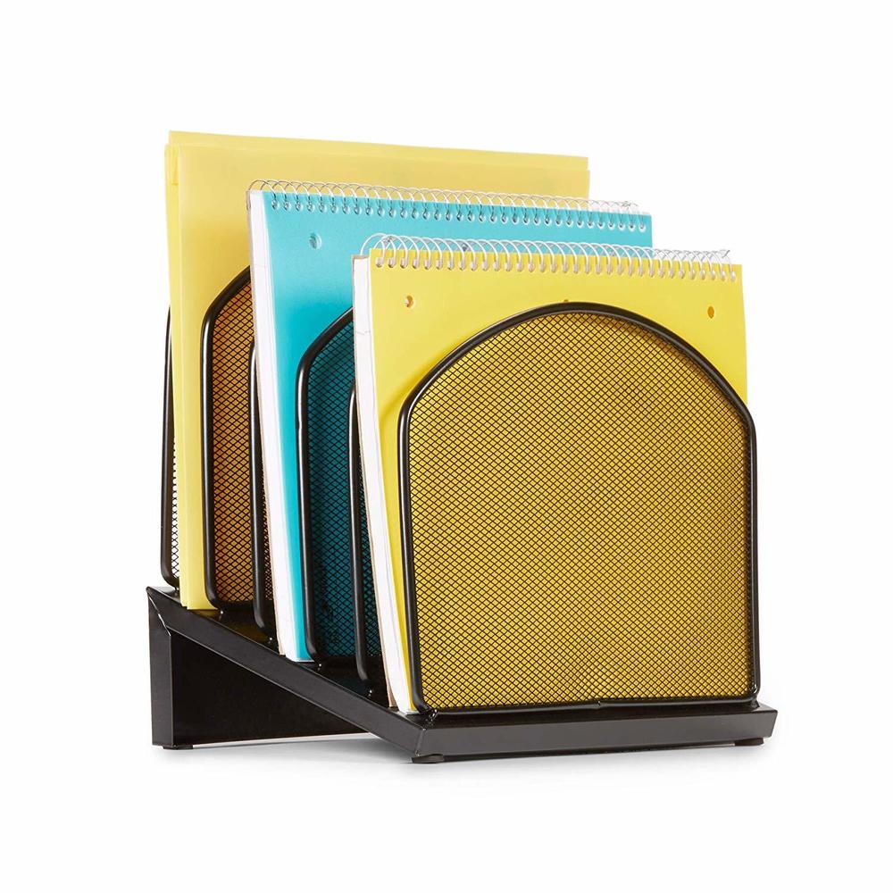 Metal Mesh Tiered File Sorter, 5 Sections, Letter to Legal Size Files ...