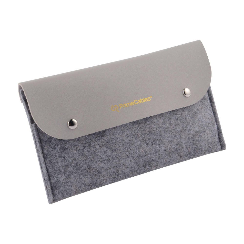 Wool Felt Leather Electronics Accessories Organizer Pouch Cable Storage ...