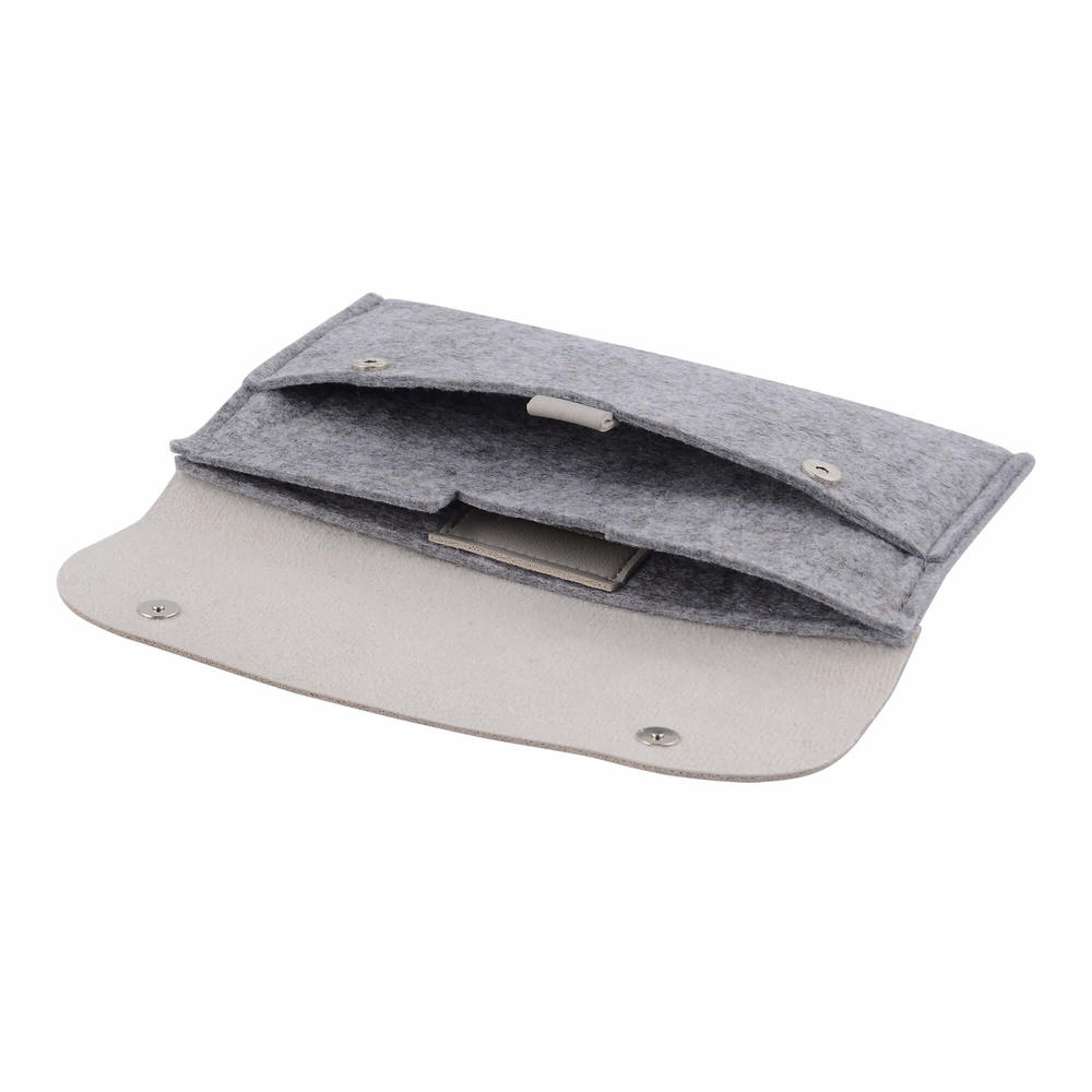 Wool Felt Leather Electronics Accessories Organizer Pouch Cable Storage ...
