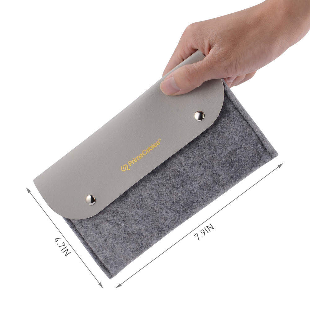 Wool Felt Leather Electronics Accessories Organizer Pouch Cable Storage ...