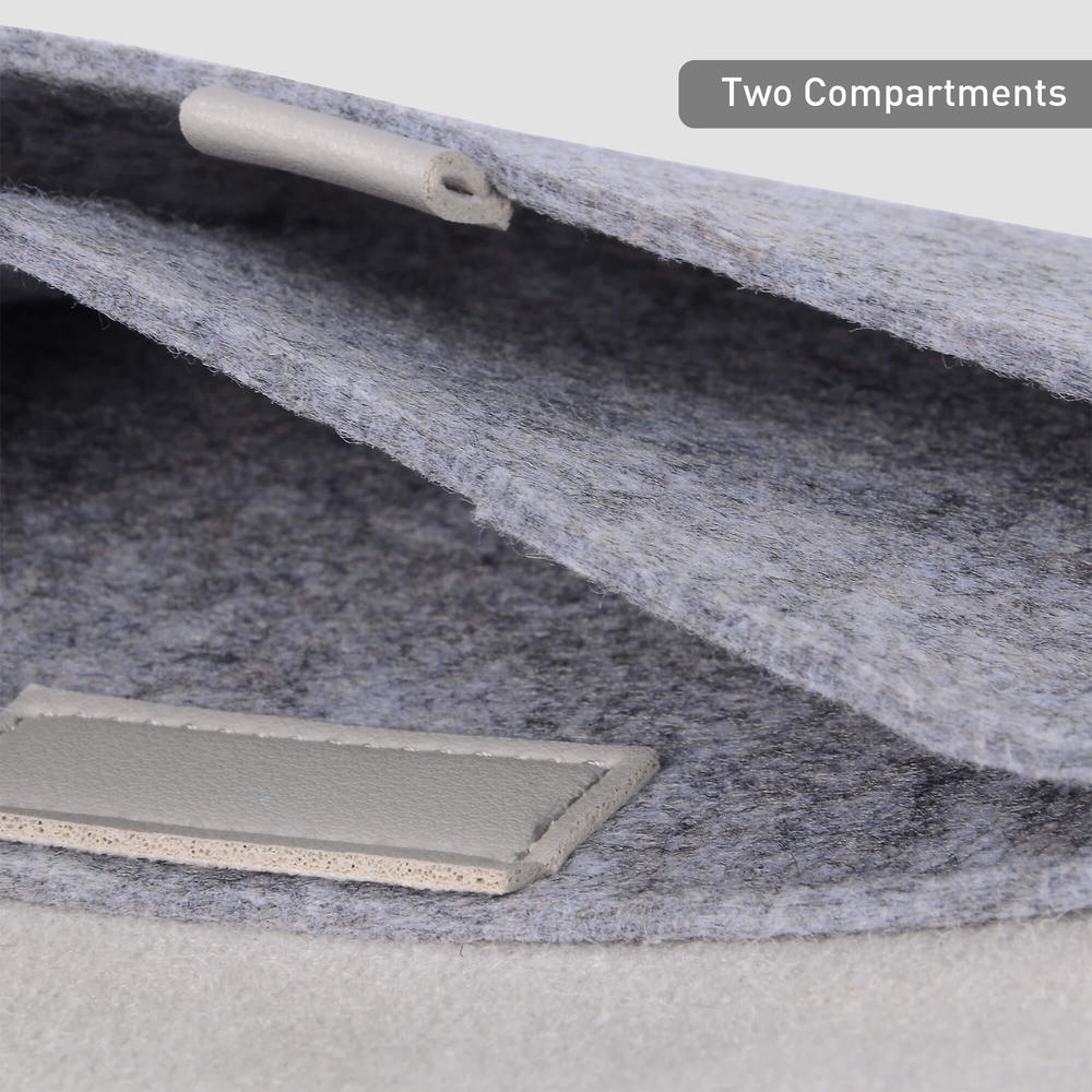 Wool Felt Leather Electronics Accessories Organizer Pouch Cable Storage ...