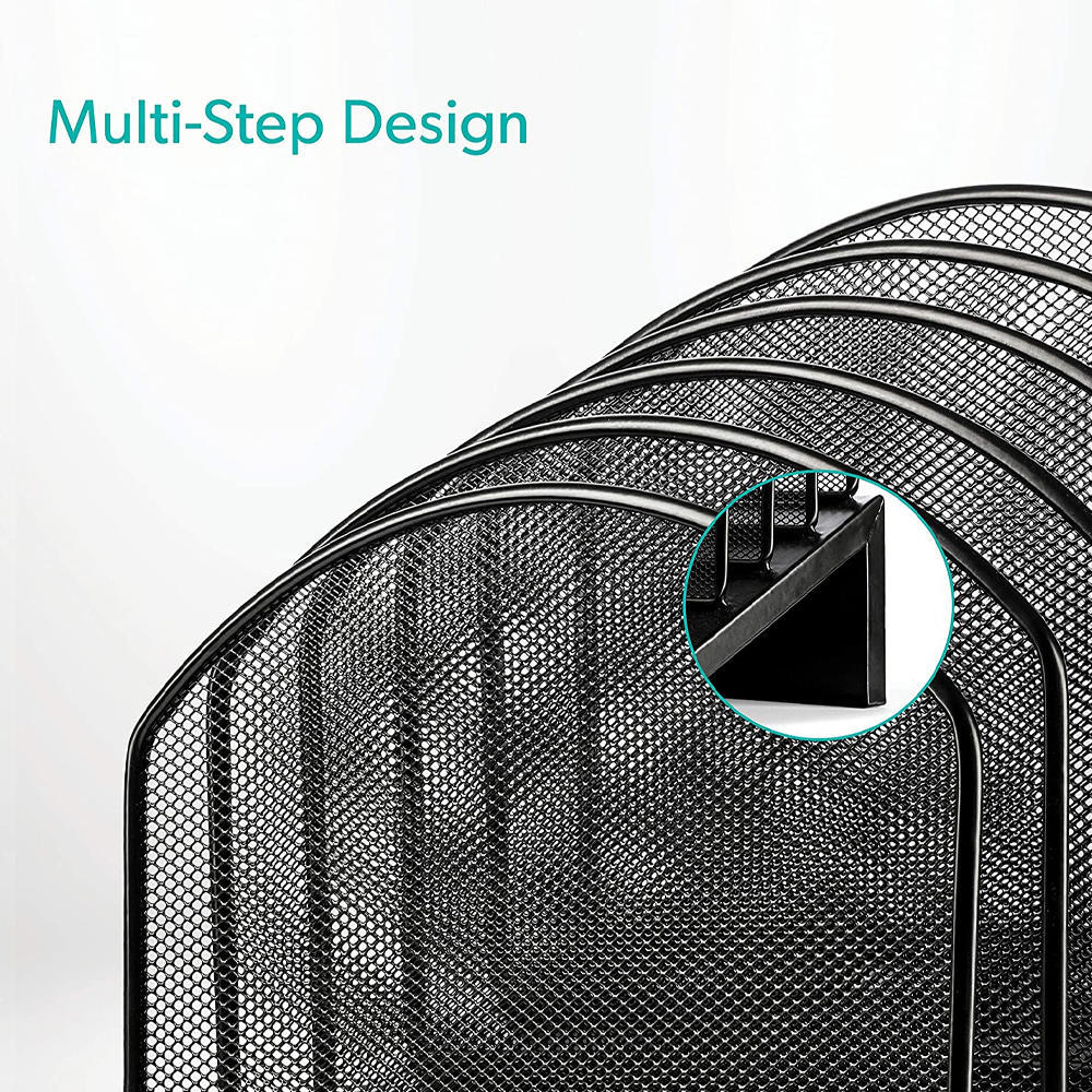 Metal Mesh Tiered File Sorter, 5 Sections, Letter to Legal Size Files ...