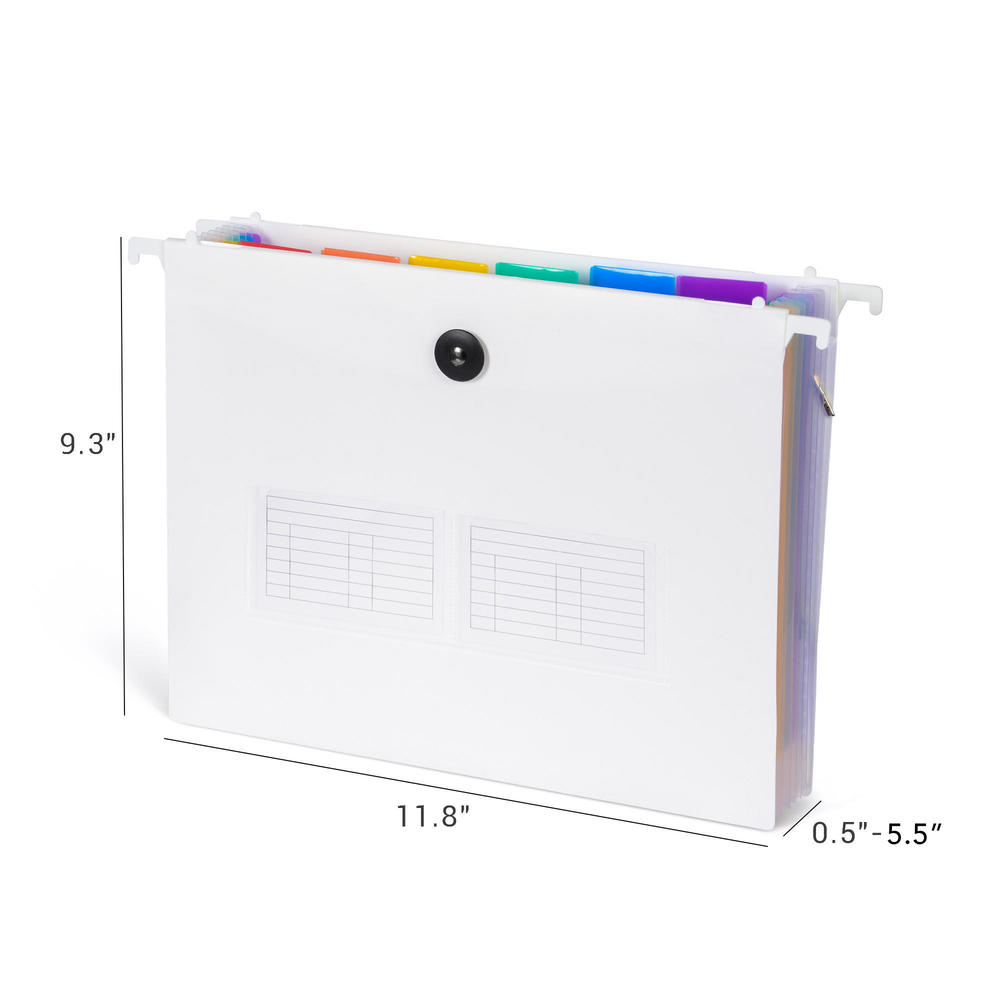 Plastic Expandable 7-Pocket Hanging File Folder with Retractable Rod ...