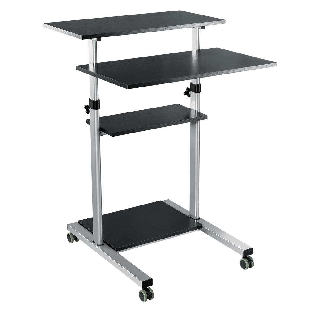 Height Adjustable Multi-Purpose Mobile Standing Desk, Black - PrimeCables®