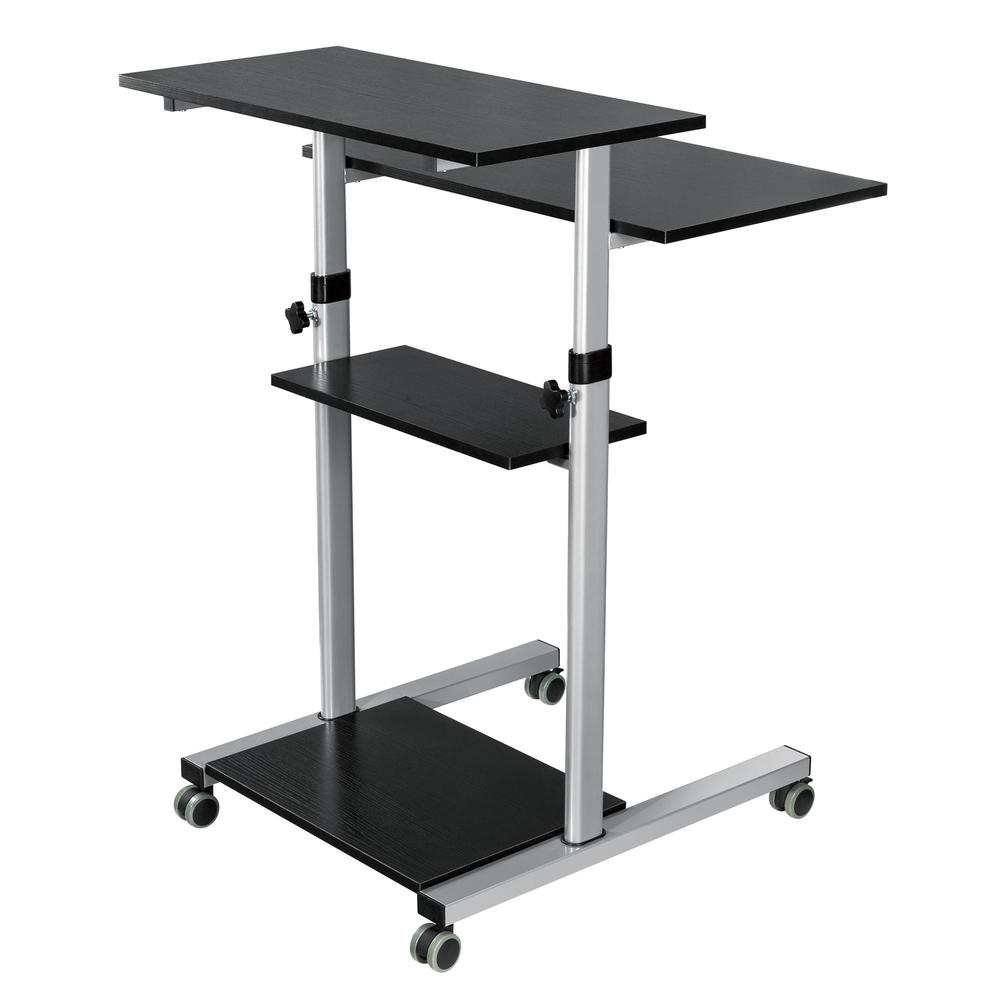 Height Adjustable Multi-Purpose Mobile Standing Desk, Black - PrimeCables®