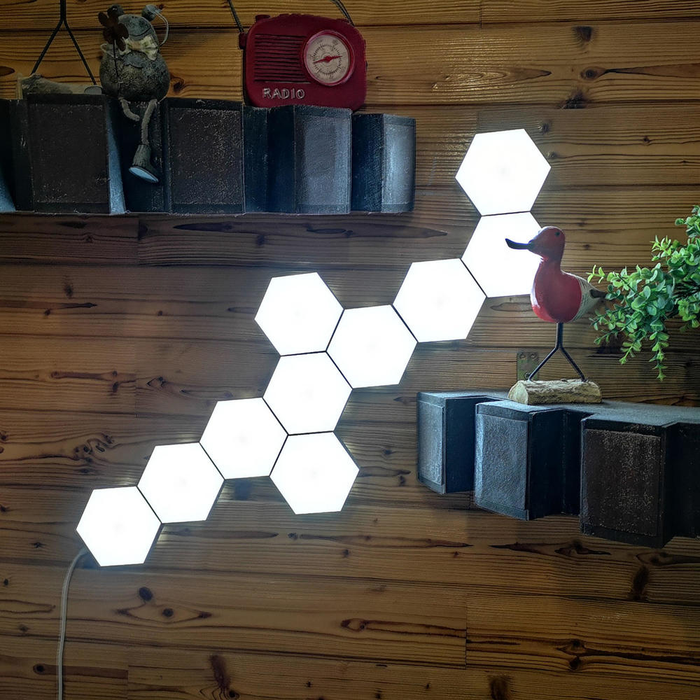 Hexagon Smart LED Touch Switch Wall Light DIY Combination Light With 6 ...