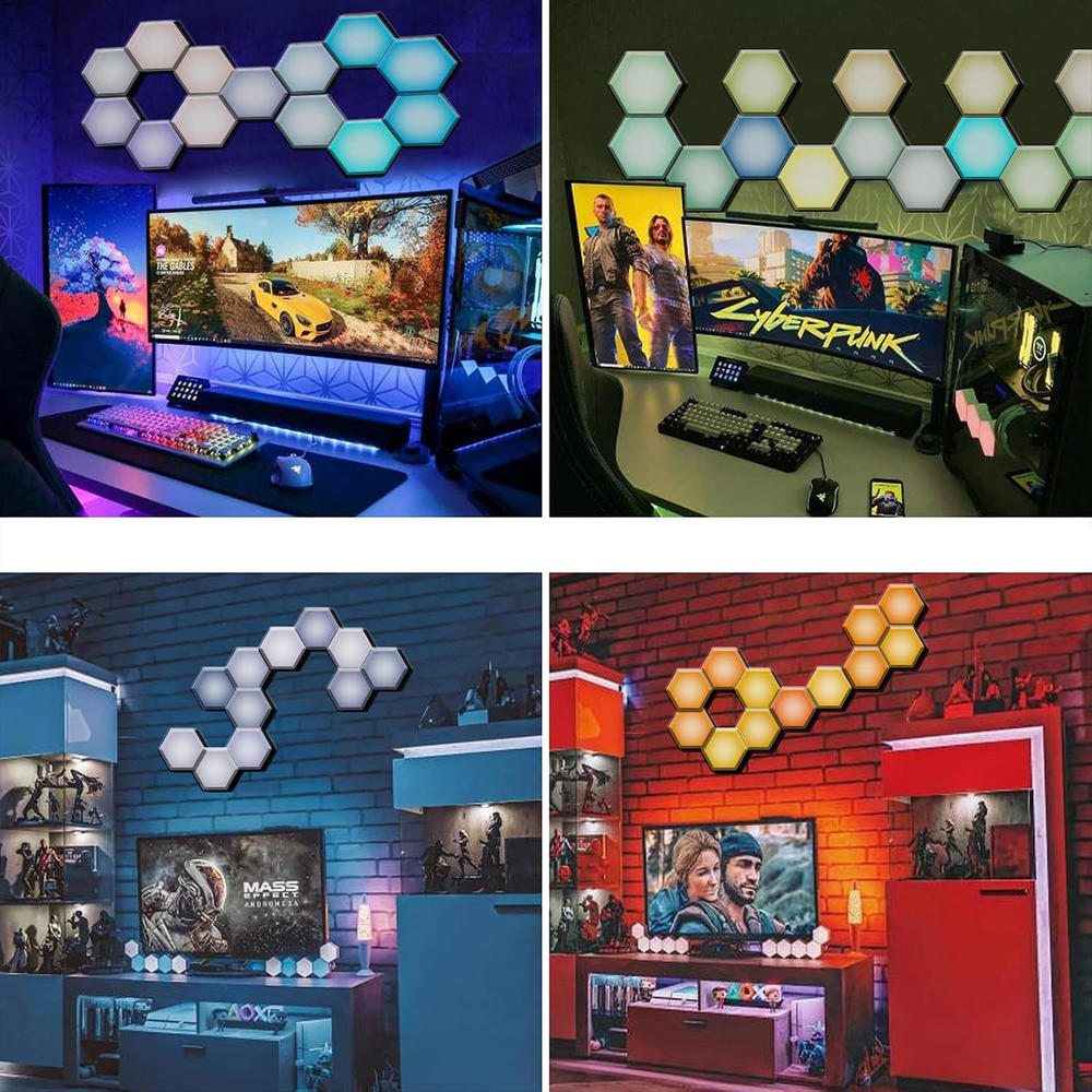Smart Hexagon RGB Light Panels, WIFI & App Control, 6/Pack