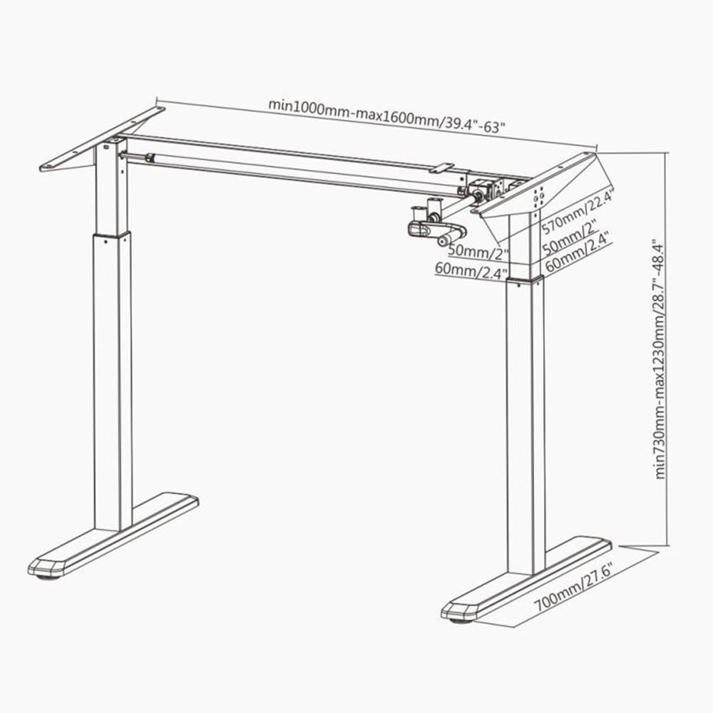 Manual Sit to Stand Adjustable Desk Riser Frame (Table Top Not Included ...