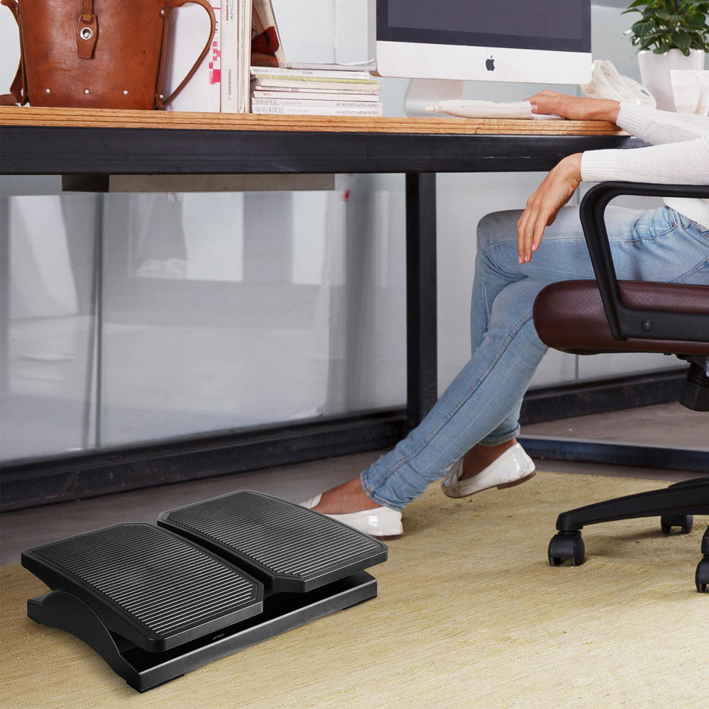 Ergonomic Adjustable Office Footrest with 2 Separate Foot Panels, Black ...