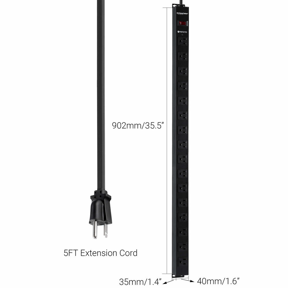 16-Outlet Surge Protector Power Strip with 5 Ft Cord - PrimeCables