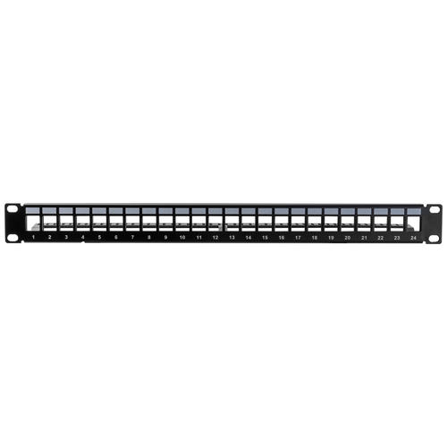 24-Port Blank Keystone Distribution Frame, 1U 19" Metal Rack Mount ...