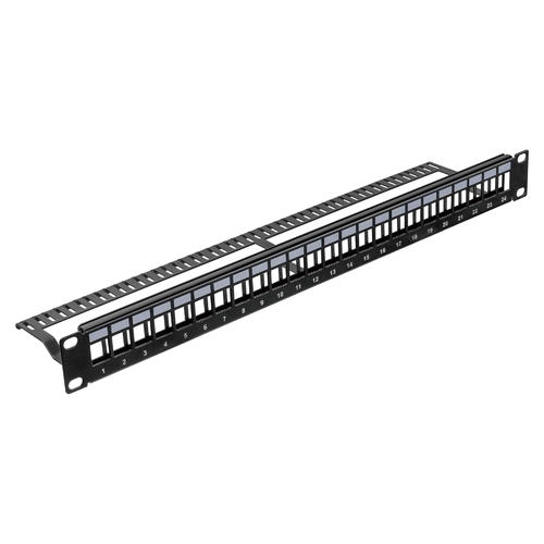 24-Port Blank Keystone Distribution Frame, 1U 19" Metal Rack Mount ...