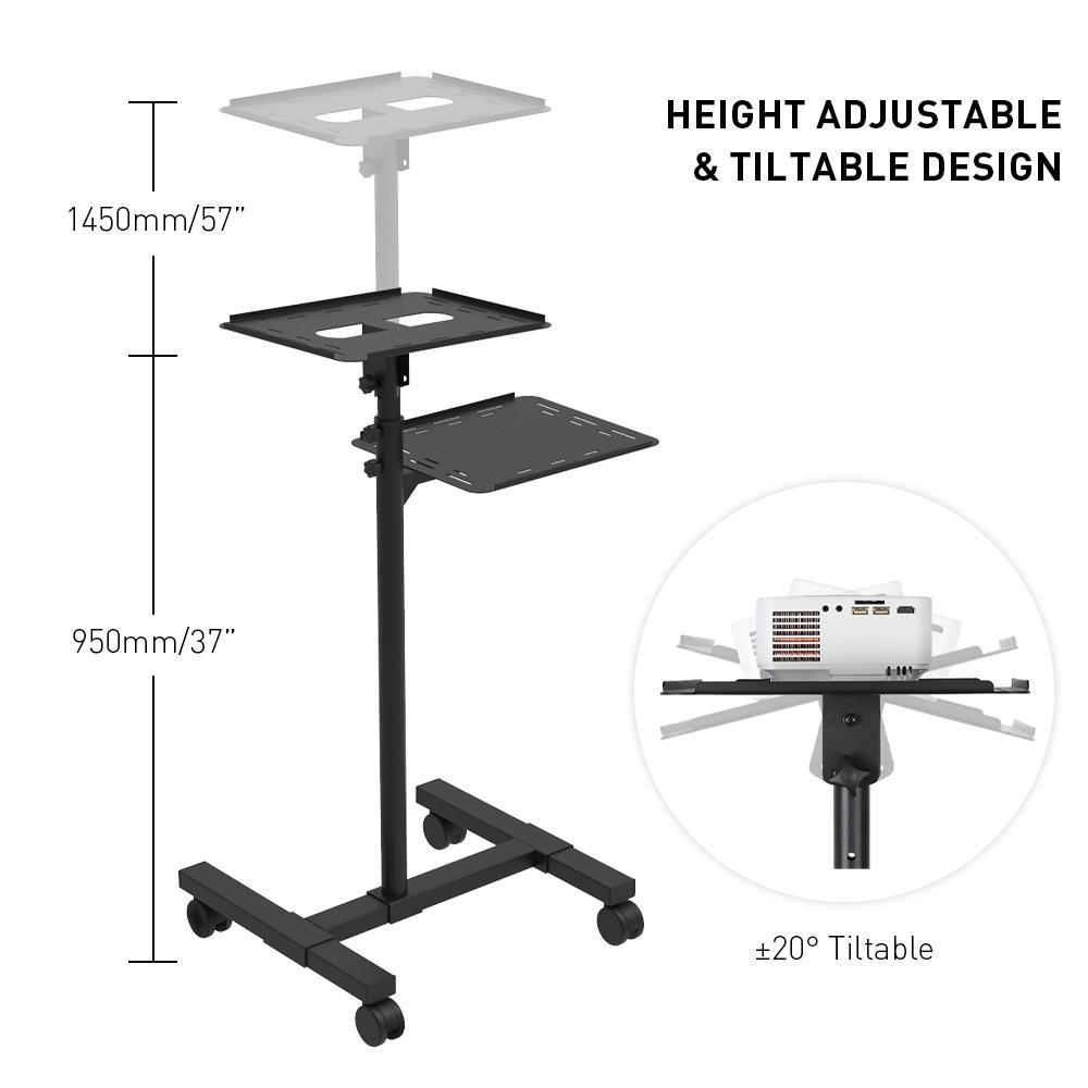 Heavy Duty 2 Shelves Height Adjustable Mobile Projector and Laptop ...