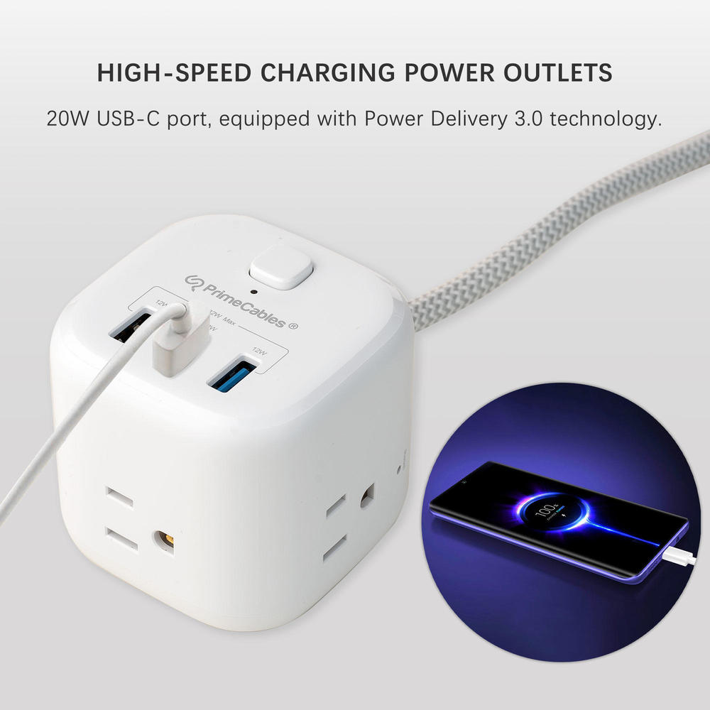32W Power Cube with 3 AC Sockets + 2 USB + 1 Type C and 1.5m Cord ...