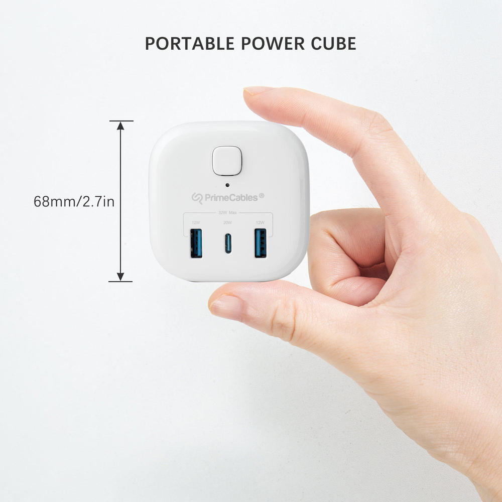 32W Power Cube with 3 AC Sockets + 2 USB + 1 Type C and 1.5m Cord ...