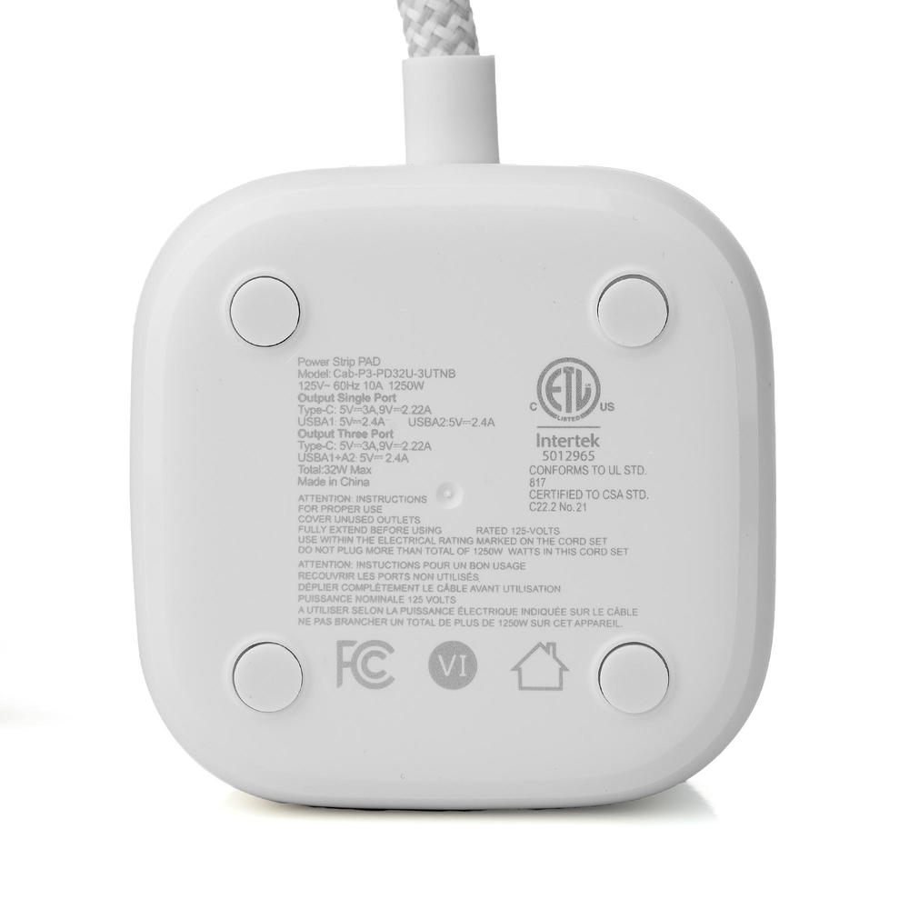 32W Power Cube with 3 AC Sockets + 2 USB + 1 Type C and 1.5m Cord ...