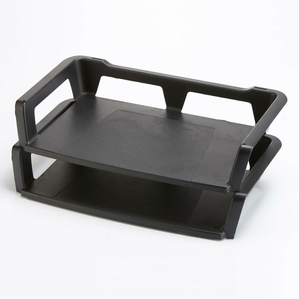 Storex® Self Stacking Letter Tray, Plastic, Black